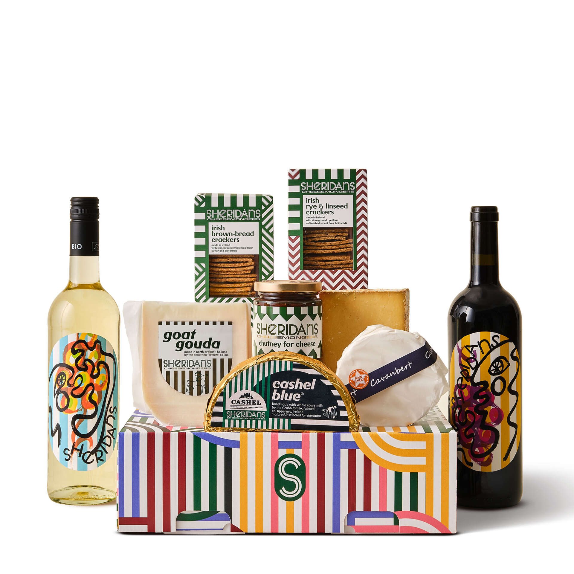 Cheese, Chutney & Cracker Hamper With Wine - Sheridans Cheesemongers ...
